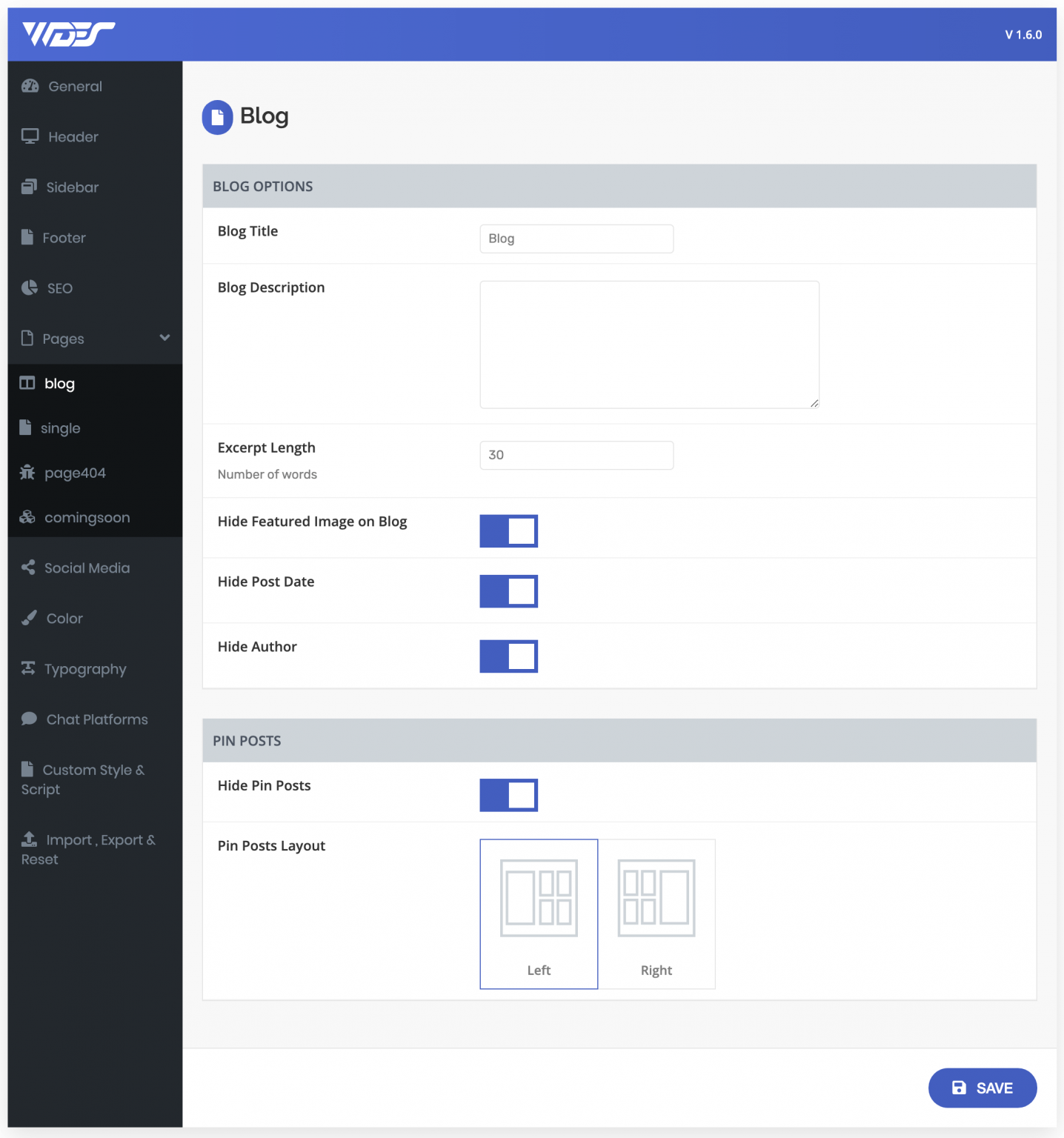 Pages Options - Phox Documentation