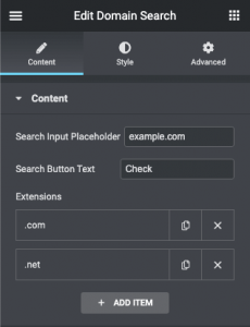 Domain Search Widget - Phox Documentation