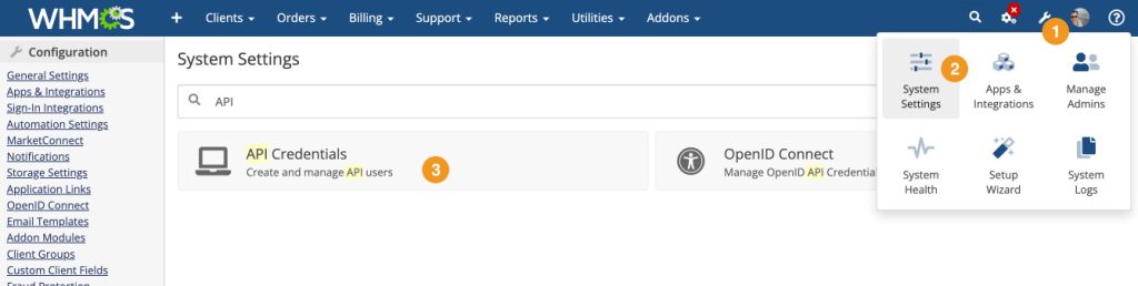 How to create API Credentials in WHMCS? - Phox Documentation